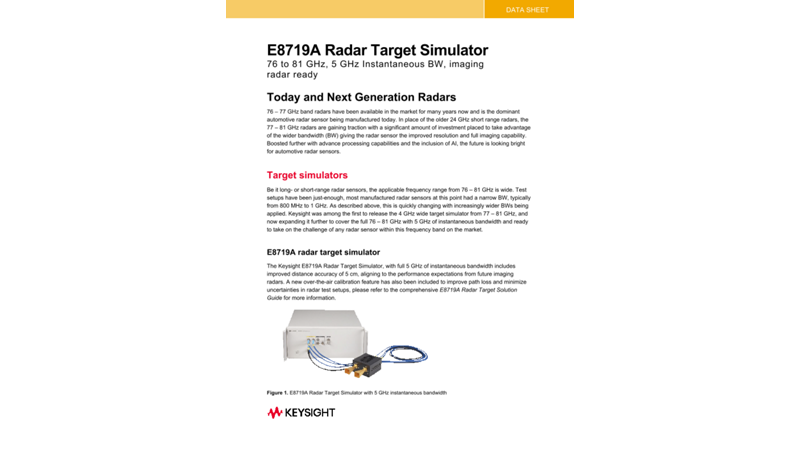 E8719a Radar Target Solution Keysight